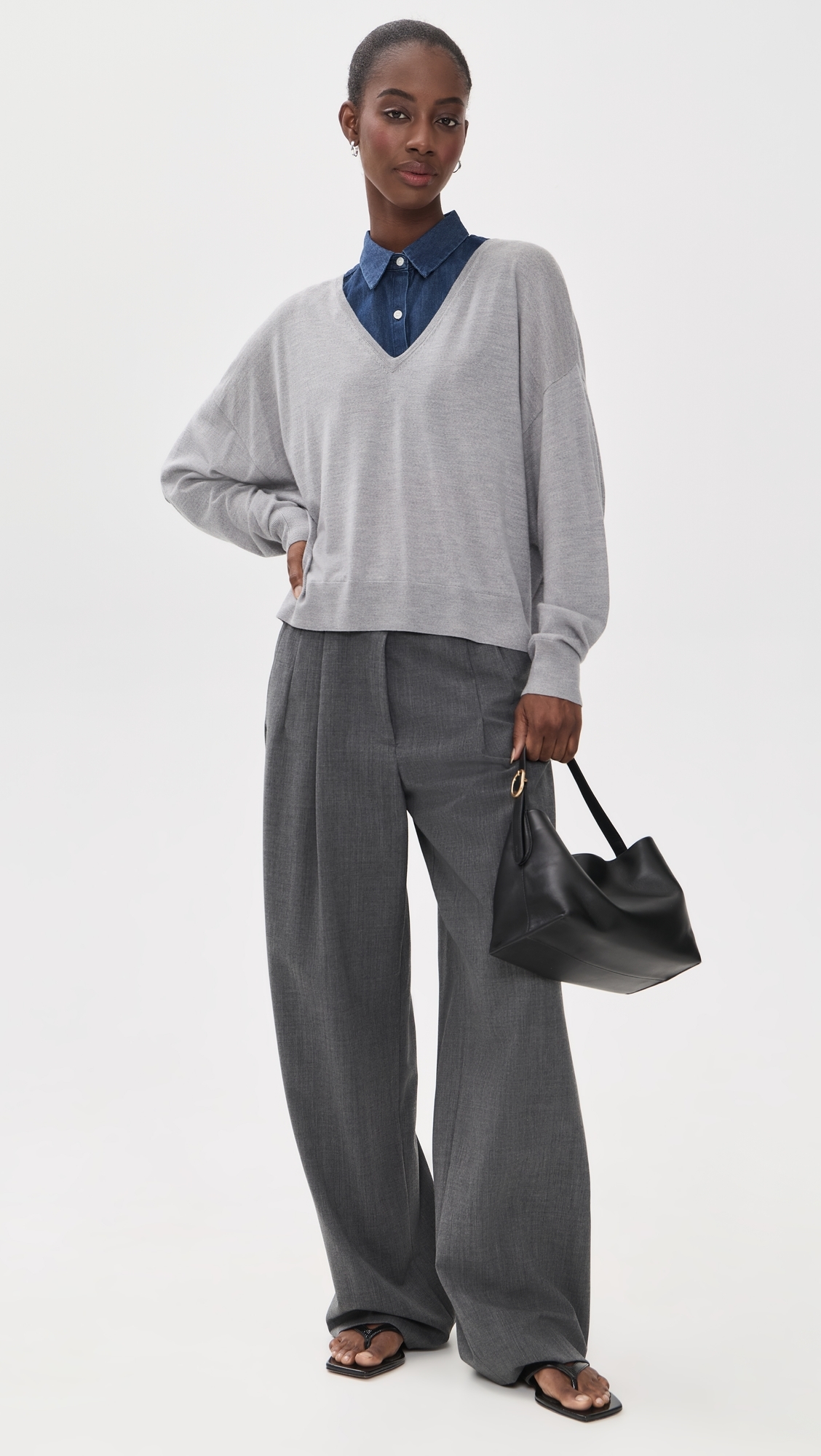 FAVORITE DAUGHTER Favorite Daughter Chambray Tuck In Collar Dickey